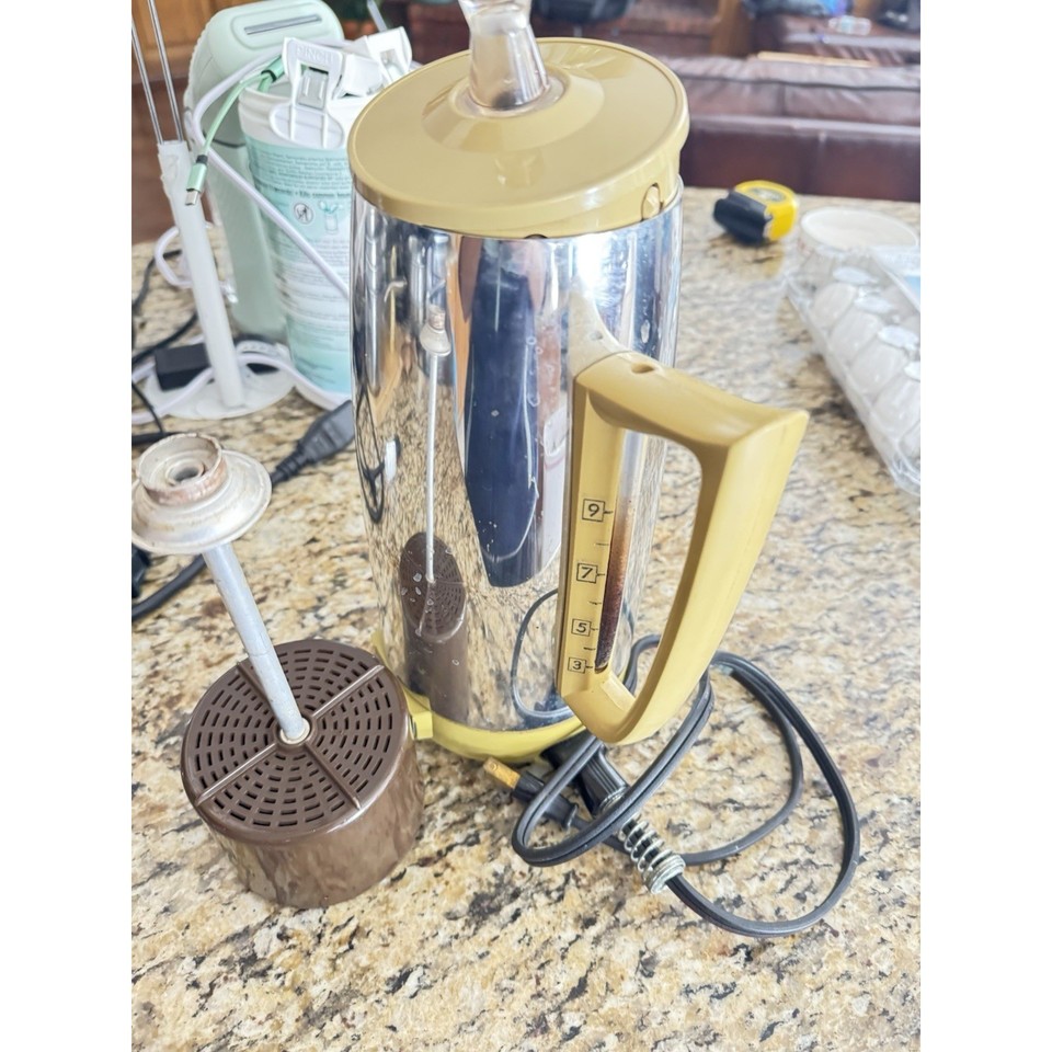 Electric Coffee Percolator Vintage Maker Pot Stainless Steel 6-Cup ...