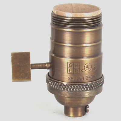 NEW: VINTAGE STYLE ANTIQUE BRASS PADDLE TURN SWITCH MED BASE LAMP ...