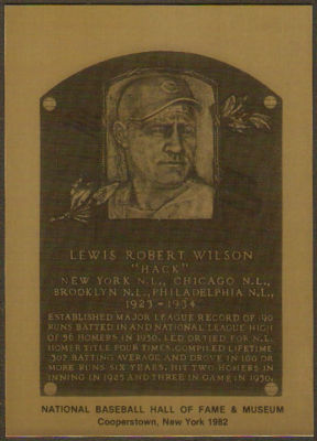HACK WILSON Cubs Dodgers Phillies Giants 1982 BASEBALL HOF METALLIC ...