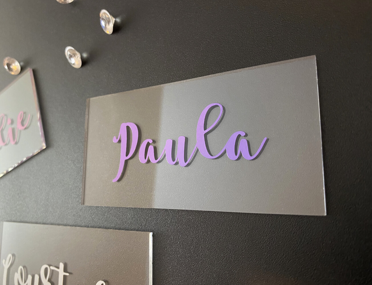 Personalised Acrylic PLACE NAMES, table name tags, wedding birthday ...