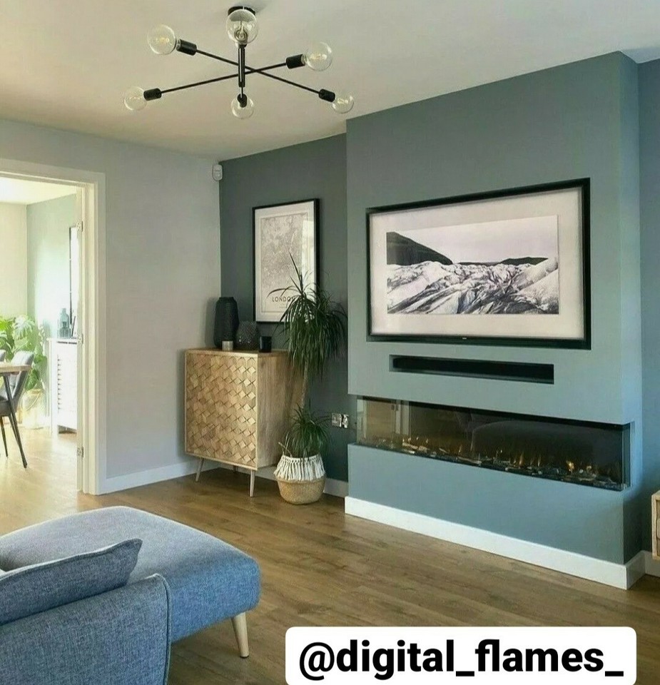 50 60 72 INCH HD+ MEDIA WALL PANORAMIC ELECTRIC FIRE 3 SIDED FULL GLASS | eBay UK