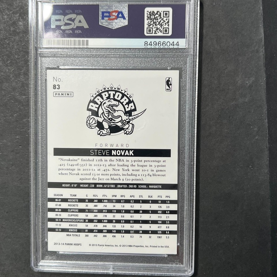 2013-14 NBA Hoops #83 Steve Novak Signed Card AUTO PSA Slabbed Raptors ...