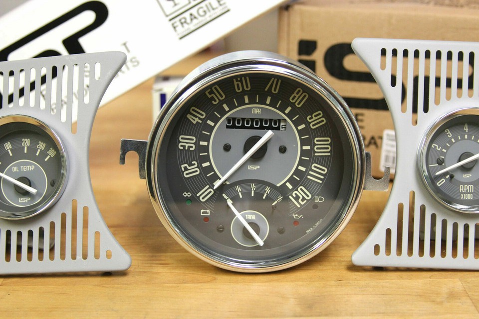 VW TYPE 1 BUG ISP GAUGE SET 120MPH SPEEDO w/GAS TACH OIL PRESSURE OIL ...