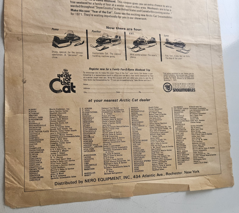 VINTAGE THE 71 ARCTIC CATS HAVE COME TO TOWN 1971 ARCTIC CAT SNOWMOBILE ...