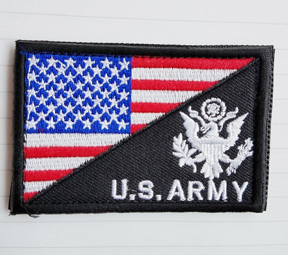 U.S.ARMY USA AMERICAN FLAG US ARMY HOOK LOOP PATCH EMBROIDERED BADGE ...