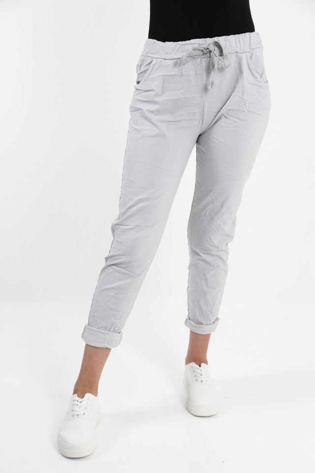 Womens Lagenlook Italian Magic Pants Ladies Casual Stretch Jogger Style ...