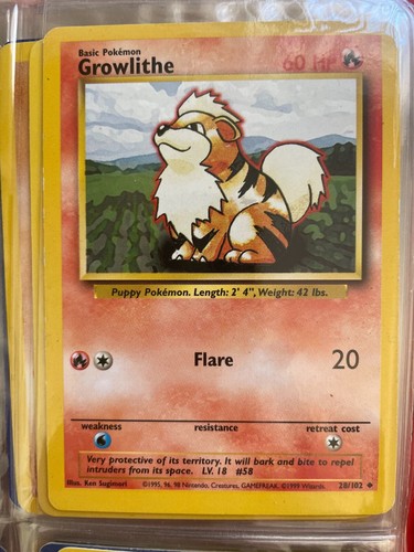 Growlithe Pokemon Base Set 28/102 Uncommon 1995, 96, 98 - Near Mint | eBay