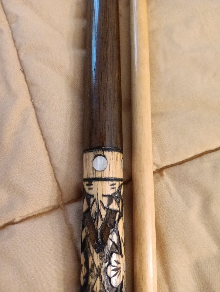 17 oz Pool Cue Stick 58" Carved Inlaid Mother Pearl | eBay