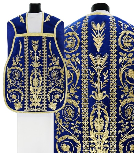Marian Blue Roman Fiddleback Chasuble with stole Vestment Casulla Azul ...