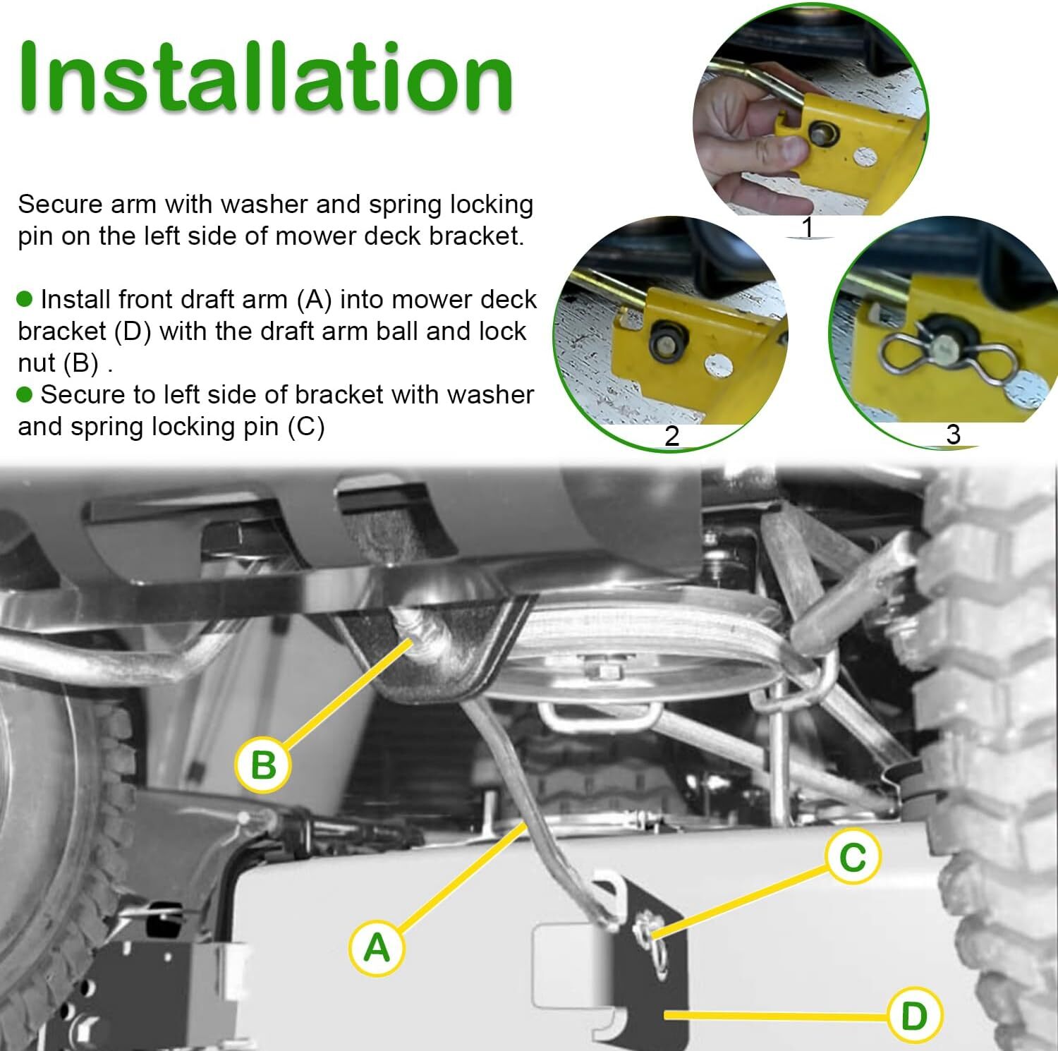 Front Draft Arm Kit GX20497 for John Deere Tractor Mower 102 115 125 ...