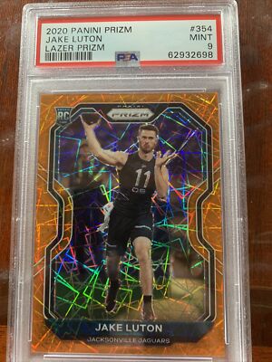 2020 Panini Prizm Jake Luton RC Orange Lazer Prizm PSA 9 Mint #354 ...