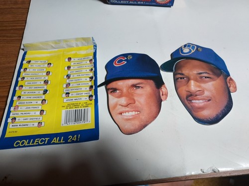 1990 Topps Heads Up Sheffield and Sandberg with Wrapper, Near Mint, NM ...