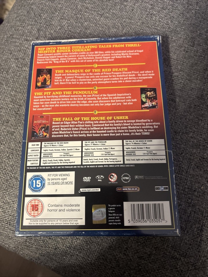 Roger Corman Collection DVD (1964) New- Masque , Pit And House - Edgar ...