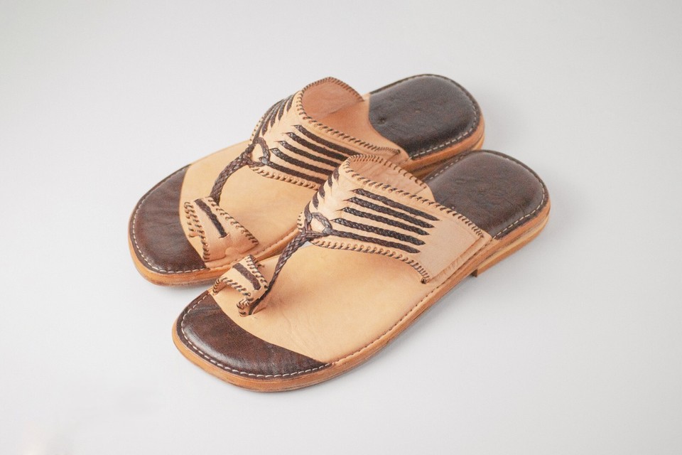 Handmade Unisex Moroccan Leather Sandals Natural Leather Flip Flop ...