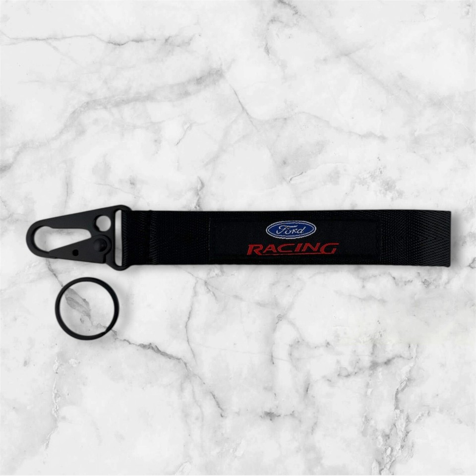 For FORD BLACK Racing Keychain Metal key Ring Hook Strap Lanyard Nylon ...