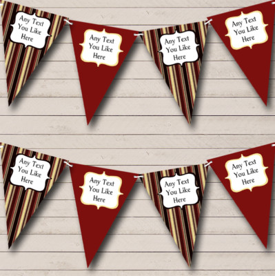 Party Banner Bunting Deep Red And Black Stripy Shabby Chic Garden Tea ...