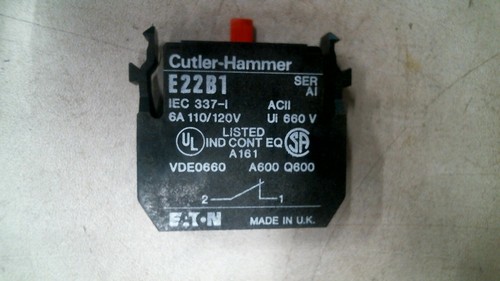CUTLER HAMMER EATON E22B1 CONTACT BLOCK SERIES A1 6A 120V -FREE ...