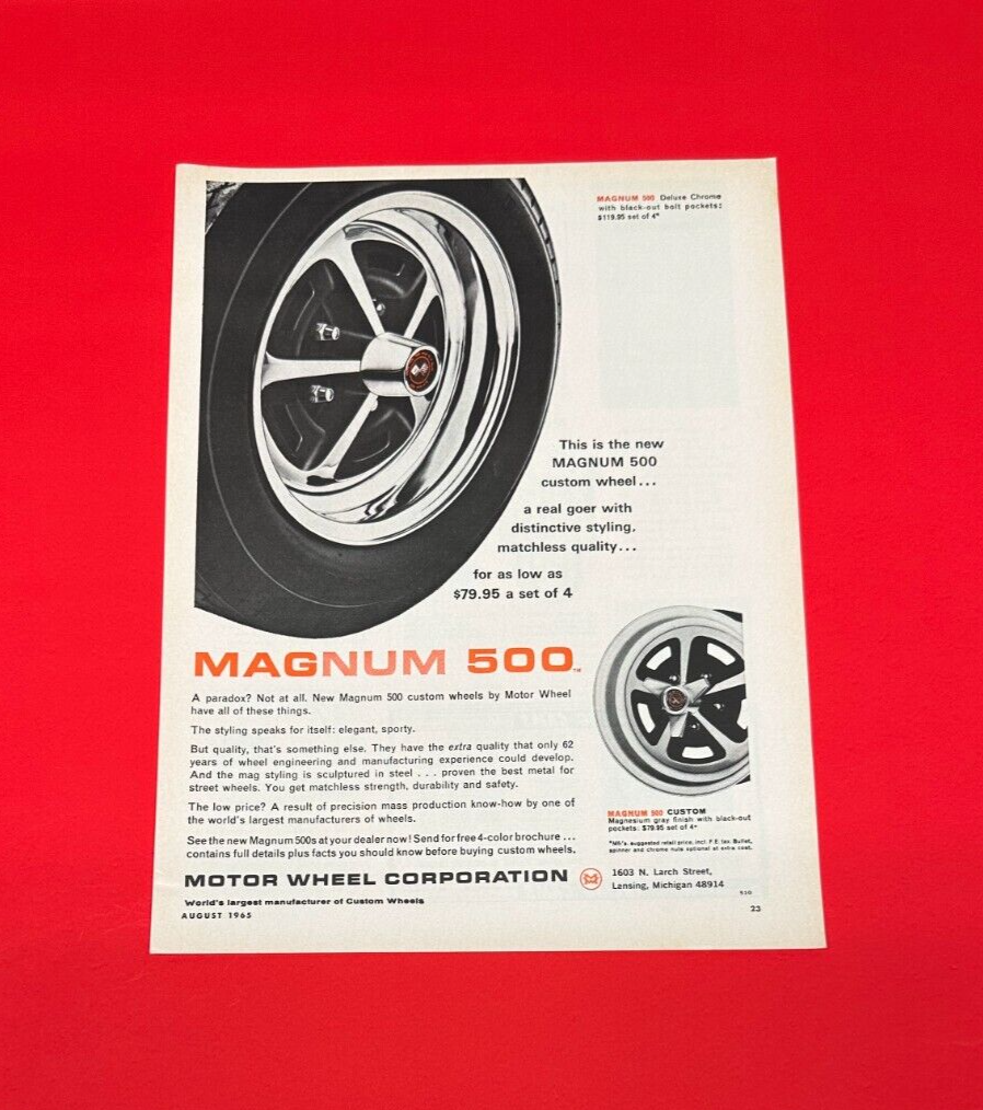 1965 Motor Wheel Magnum 500 Ad Vintage Magazine Advertisement Mag ...
