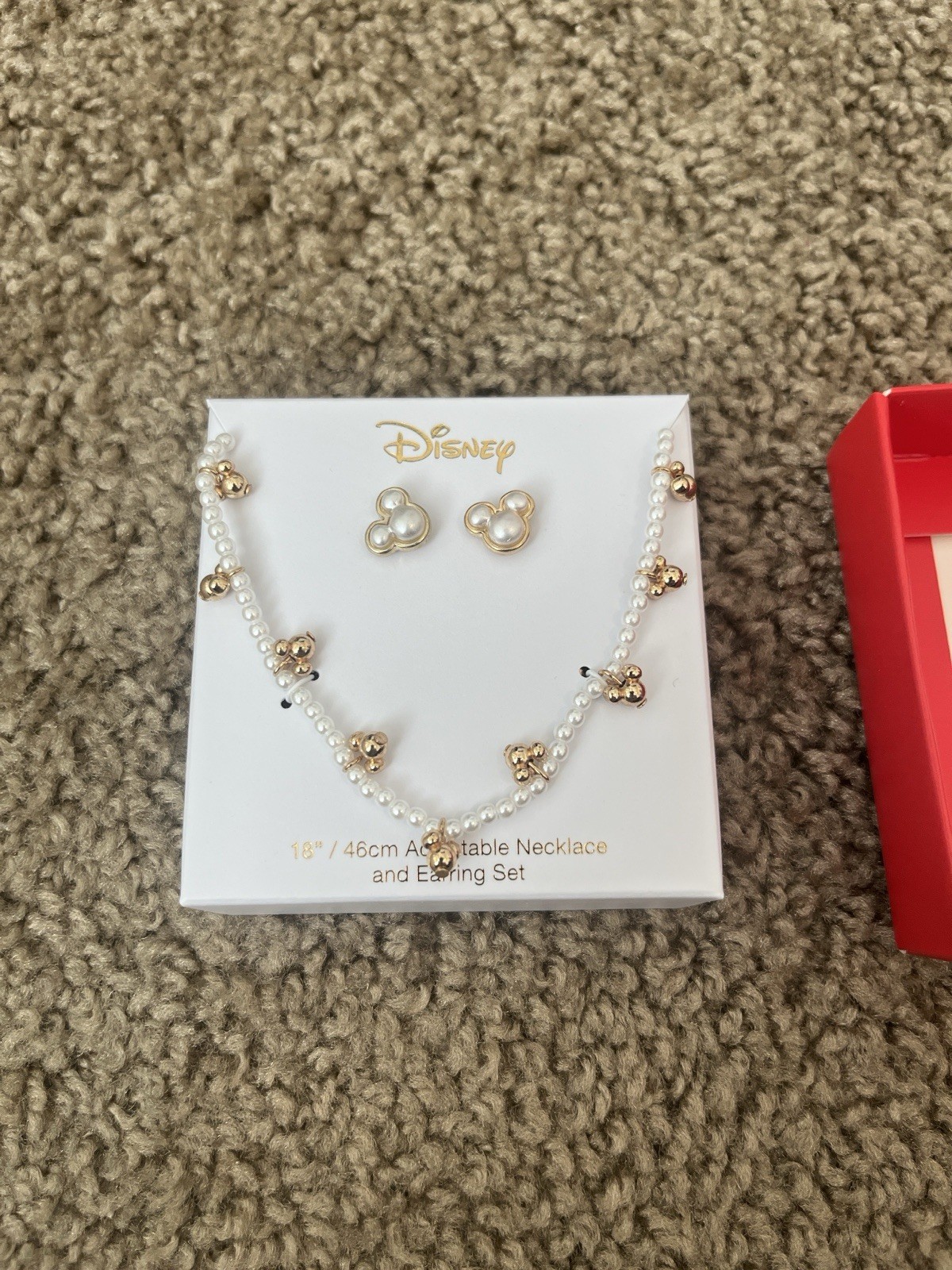 NEW Disney Pearl Necklace and earring Set Mickey Minnie Gold | eBay