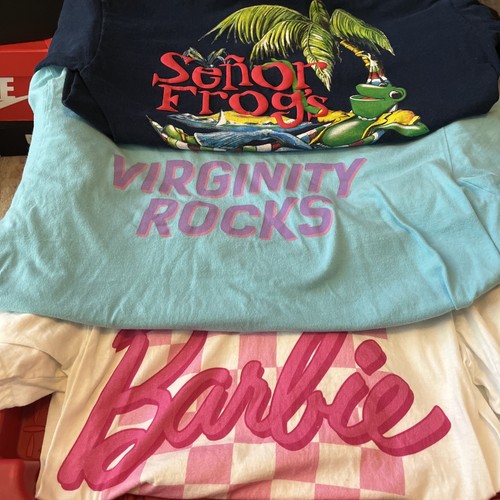 3 shirts ,Barbie,Virginity Rocks shirt Womens Graphic Tees Small Med ...