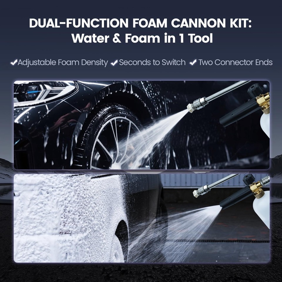 Foam Cannon for Pressure Washer, Stubby Gun with Dual Connector (M22 ...