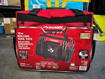 Husky Rolling Tool Bag 18 in Large Water-Resistant 18 Pocket ...