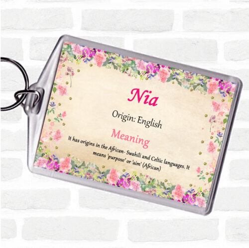 Nia Name Meaning Bag Tag Keychain Keyring Floral | eBay
