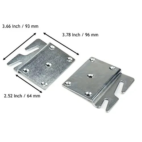 4 PCS Heavy Duty Universal Wood Bed Rail Hook Plates for Beds Frame ...