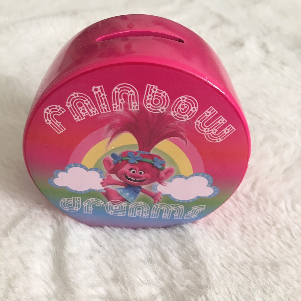Trolls FAB.NY Rainbow Dreams Trolls Movie Ceramic Coin Money Bank Pink ...