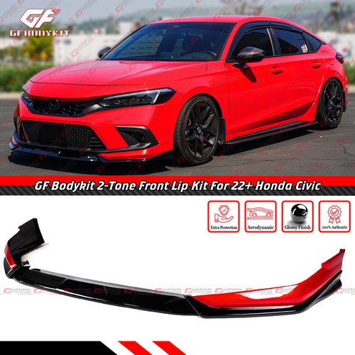For 22-24 Honda Civic 11th Gen GF Bodykit Rallye Red Black Front Bumper ...