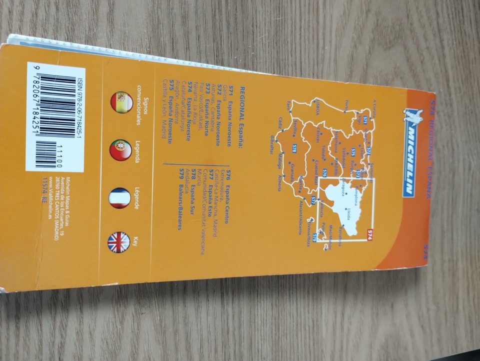 Michelin NorthEast Spain Regional Map No. 574 Cataluna/Aragon/Andorra ...