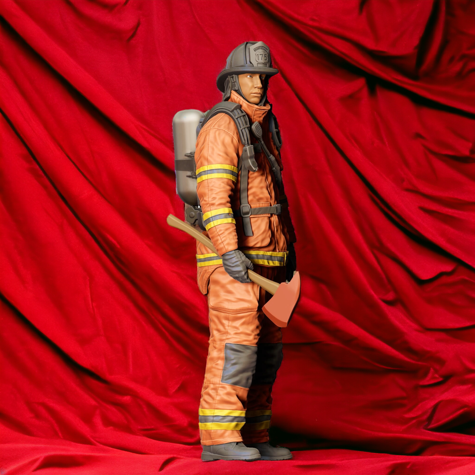 Firefighter with Ax Resin 3d printed Diorama Figure Unpainted Fireman ...