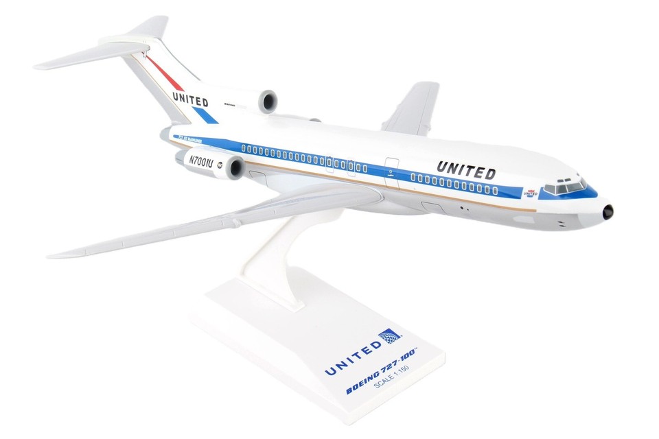 Skymarks SKR896 United Airlines Boeing 727-100 N7001U Desk Model 1/150 ...