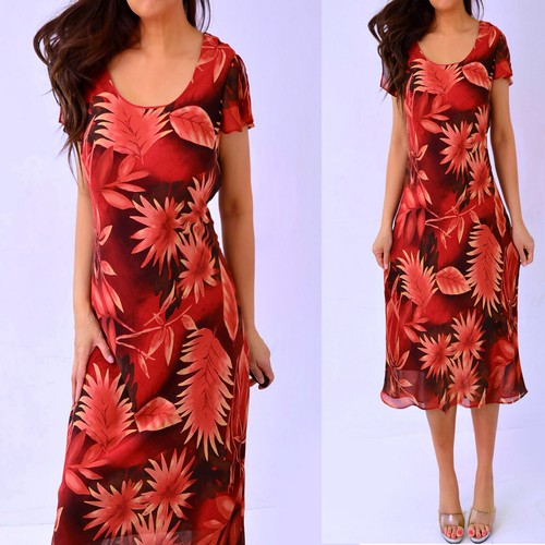 OMBRE Burgundy Rust Orange Brown Capped Sleeve Lovely Dress 12 M | eBay