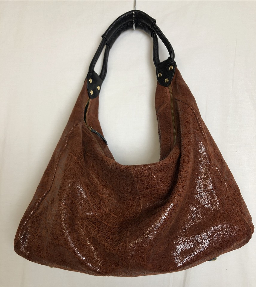 Lola Bernard Modena Rust Croc Embossed Leather Purse Shoulder Bag ...