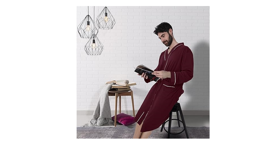 NY Threads Men's Robe Cotton Blend Knit Bathrobe, X-Large, Wine Red | eBay