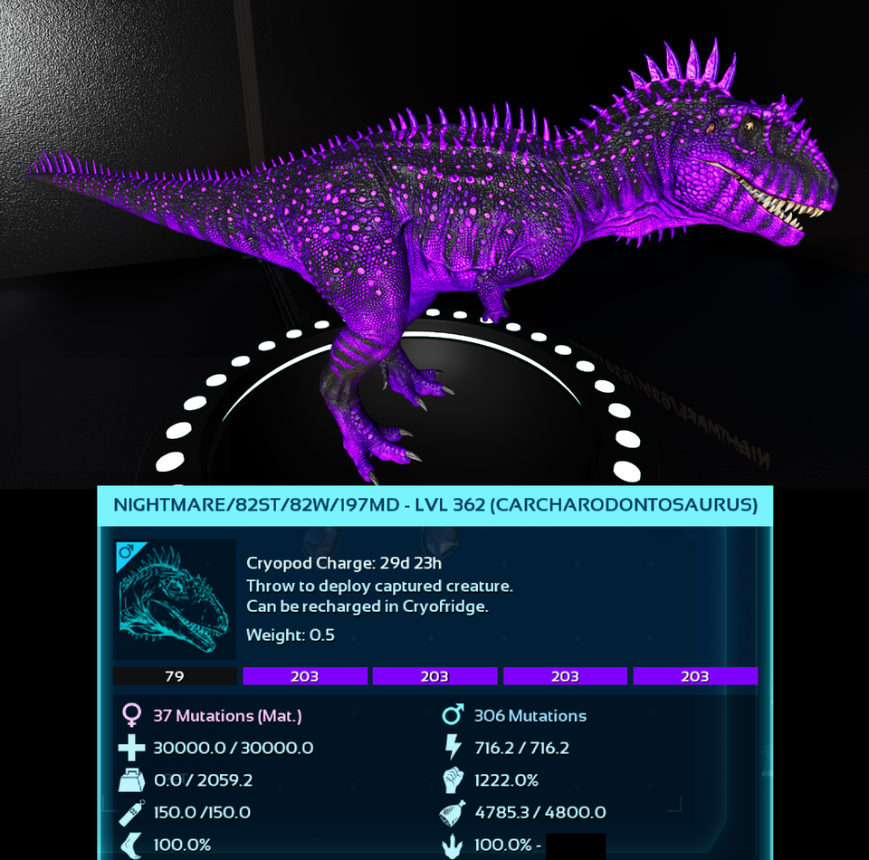 1005 MELEE (1222 100% IMP) CARCHAR ARK🌸 Survival Ascended ASA PVE(Carch ...