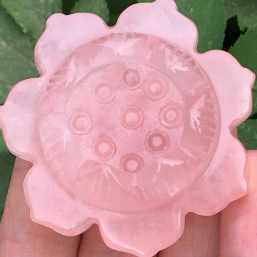 Natural rose quartz hand-carved lotus Crystal sculpture crafts reiki ...