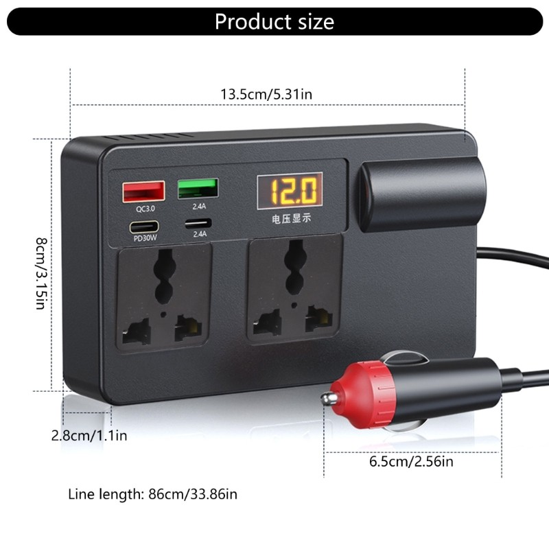 Car Plug Adapter Outlet with PD 30W Type-C & USB-A Port 120W Car Power ...