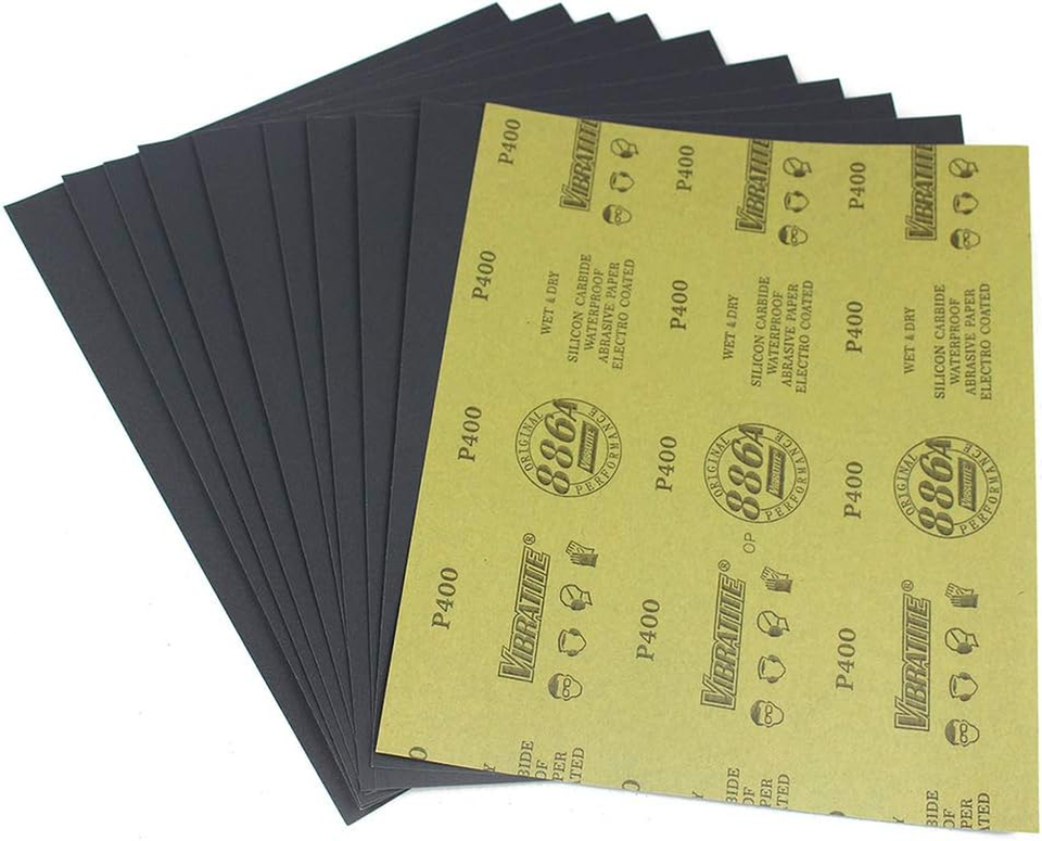 Sandpaper Sheets, 400 Grit Dry Wet Sand Paper, 9 X 11 Inch, Silicon ...