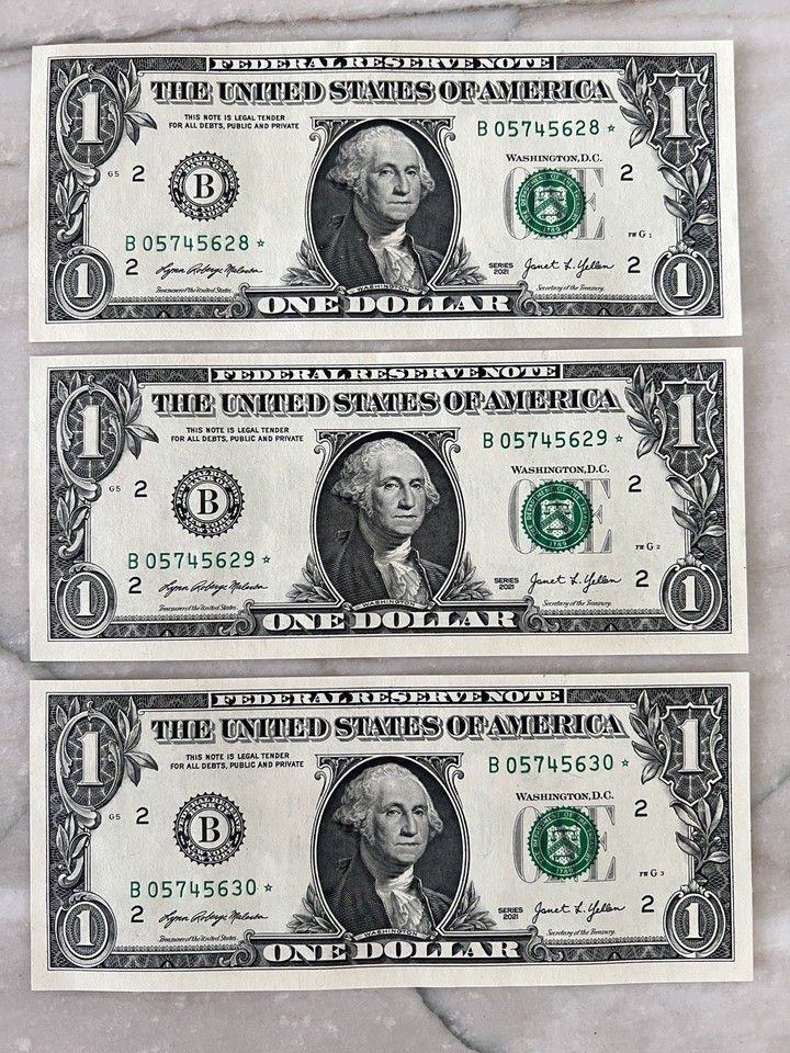 2021 B 1$ STAR NOTE RARE 3 SEQUENCED & UNCIRCULATED, MINT. FREE SHIP | eBay