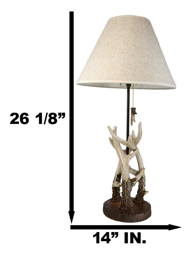 Rustic Western Entwined Stag Deer Antlers On Tree Ring Table Lamp With ...
