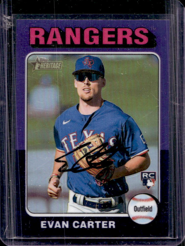 2024 Topps Heritage Evan Carter Flip Stock Rookie RC #170 Rangers | eBay