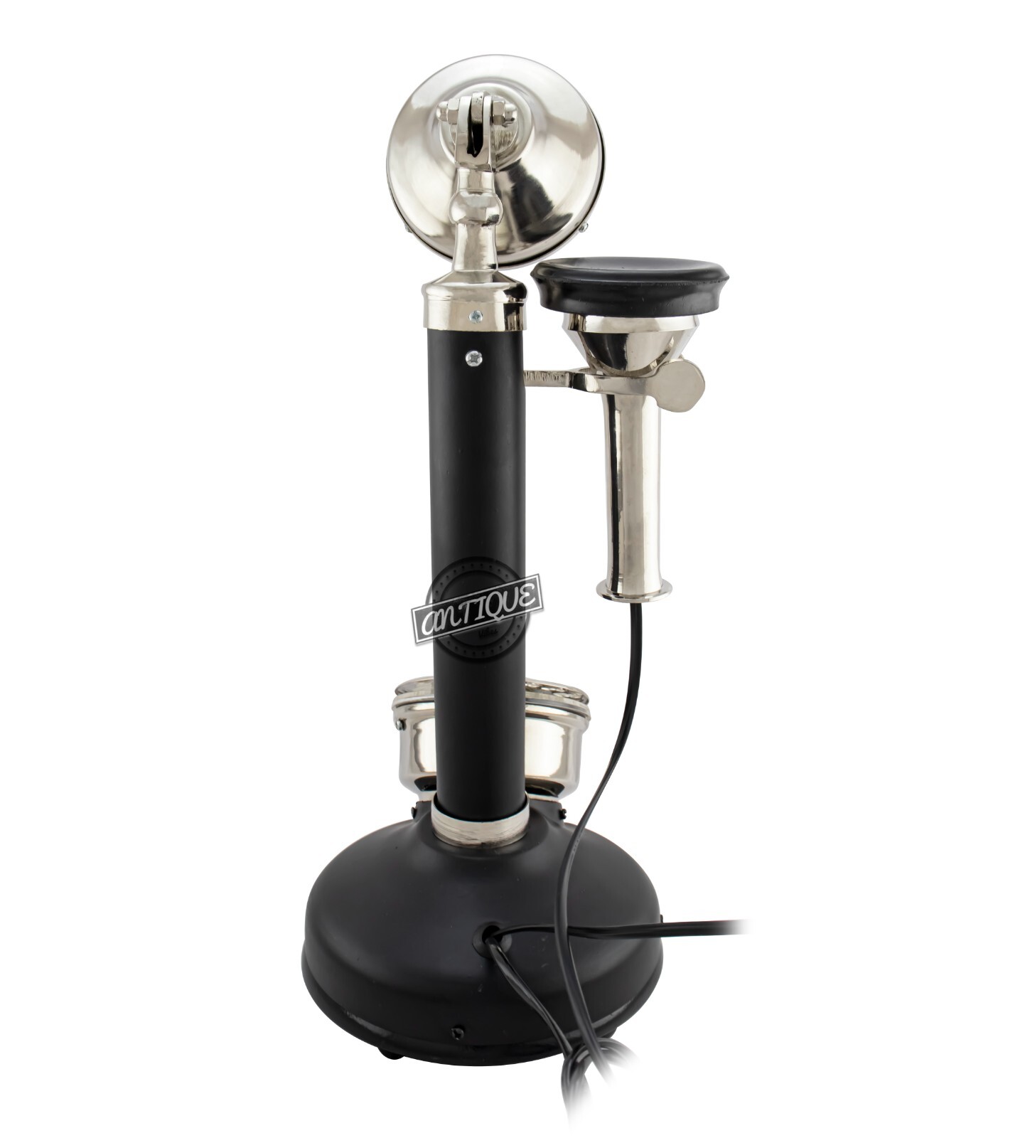 Antique Telephone Vintage Candlestick Phone Brass Rotary Dial Wired ...