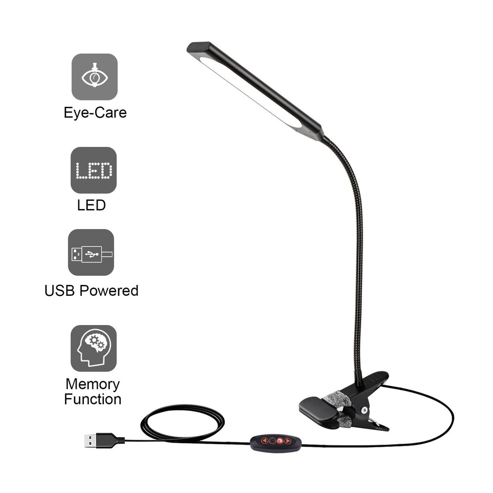 LED Desk Lamp Adjustable Neck Lamp with Clamp Eye-Caring Reading Desk ...