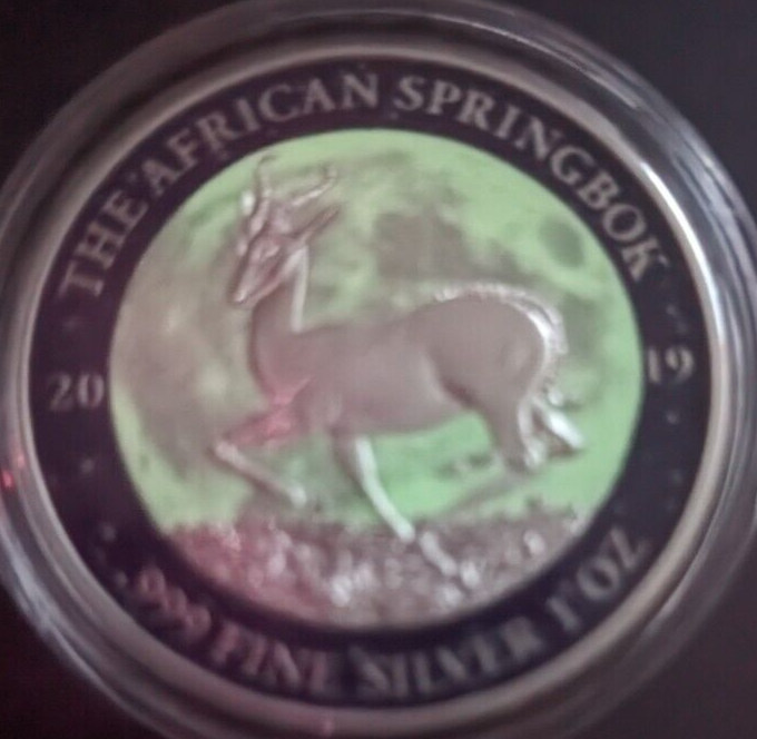 2019 Gabon African Springbok 1 oz Silver Coin! Glow in the Dark Moon | eBay