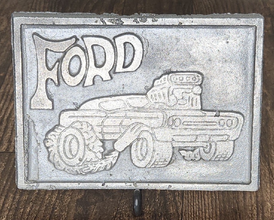 Vintage Ford Cast Aluminum Car Plaque Plate Hot Rod Muscle Car 6 3/4" X ...