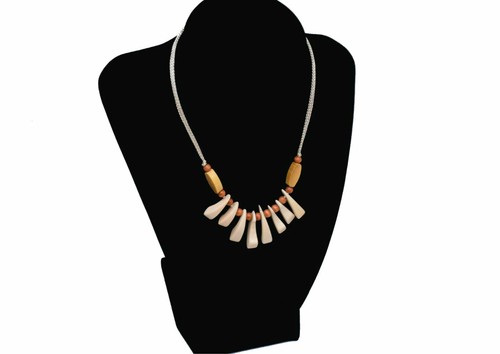 Beige Beaded Necklace Boho Artsy Chic Jewelry 15 1/2 " | eBay