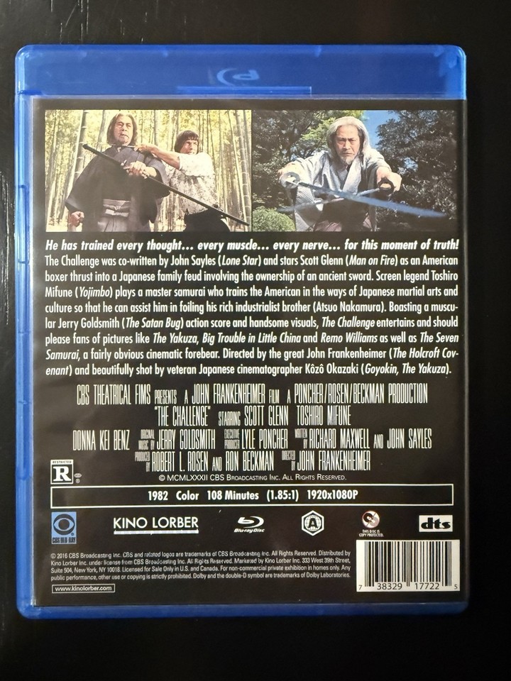 The Challenge (1982) Blu-Ray Kino Lorber Scott Glenn Martial Arts ...