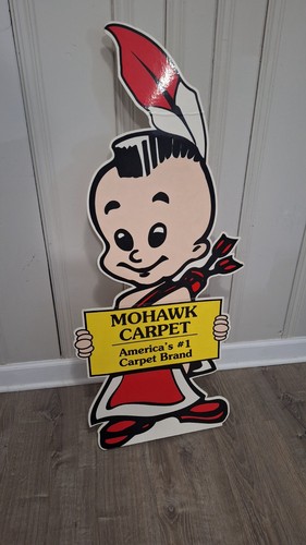 Vtg MOHAWK "Tommy" CARPET CENTER NATIVE AMERICAN Advertising SIGN | eBay